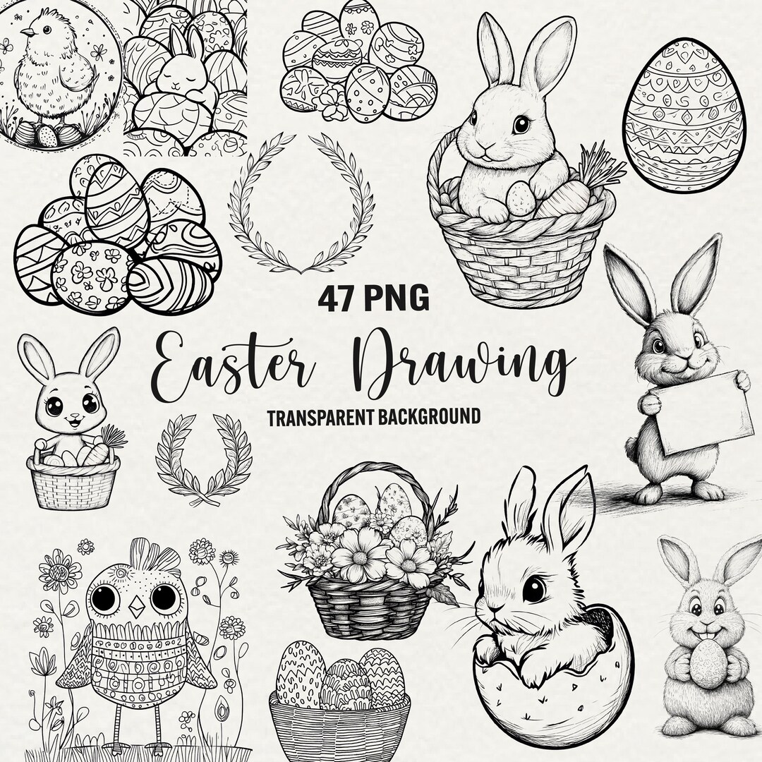 Easter Drawing Clipart, Cute Easter Animals, Easter Bunny Png, Easter ...