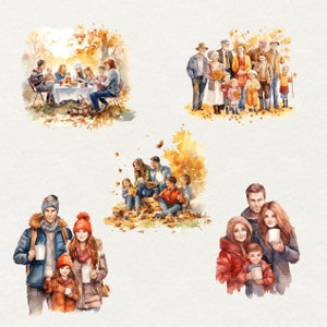 Autumn Family Time Clipart Bundle, 27 PNG, Autumn Clipart Gift Card and ...