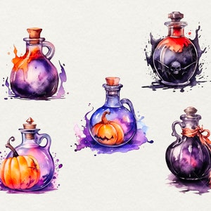 Watercolor Halloween Potion Clipart, Watercolor Halloween Graphics 28 ...