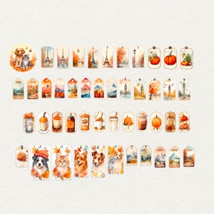 Autumn Labels Clipart, Tag Clipart, 142 PNG and A4 Sheets, Printable ...