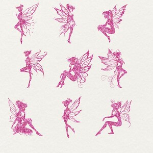 Pink Glitter Fairy Clipart, 24 Png Pixie Dust Fairies, Pink Sparkle ...