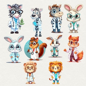 Doctor Animals Clipart, 21 PNG Doctor Baby Animal Clipart, Medicine ...