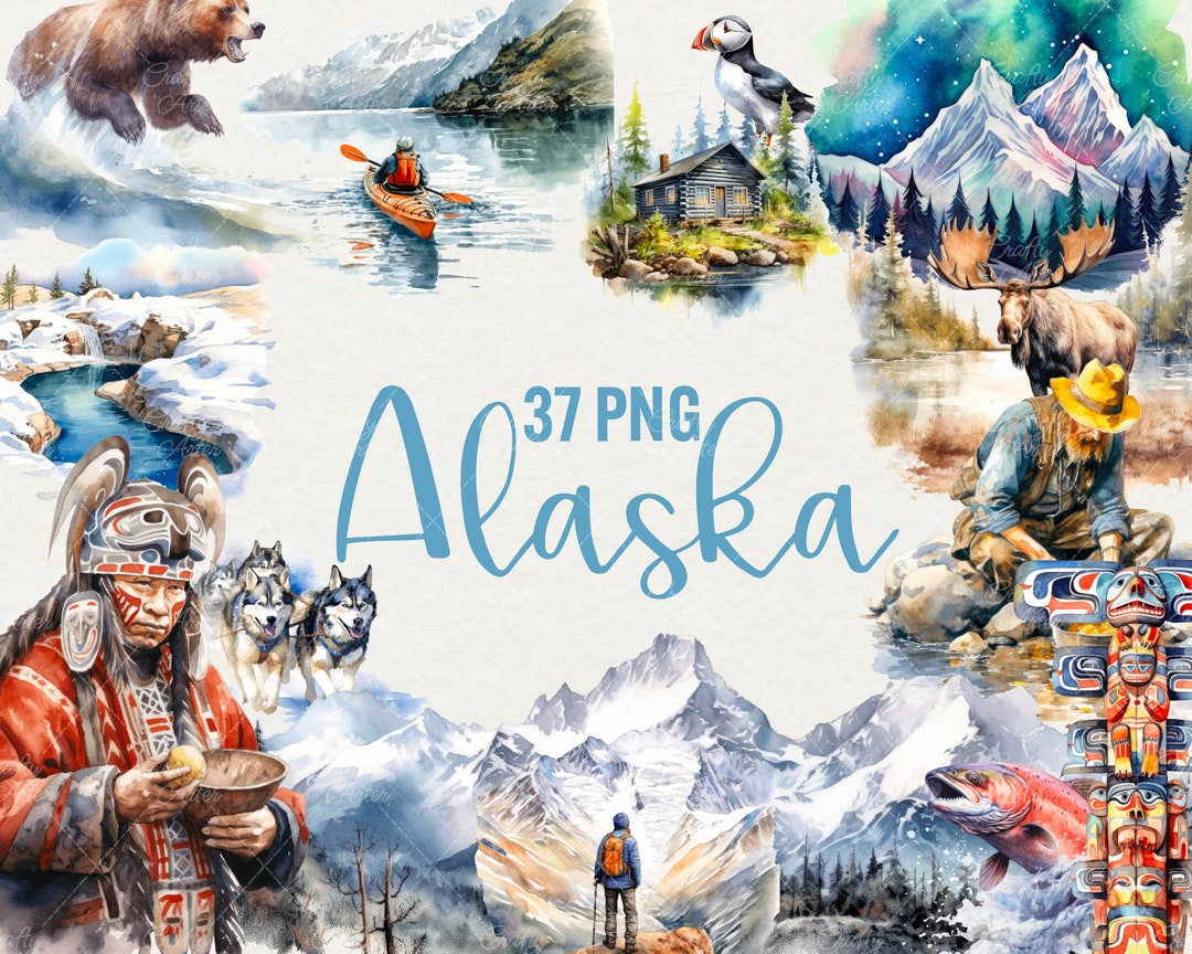 Watercolor Alaska Clipart, 37 Png Alaska Landscapes Clipart, Alaska ...