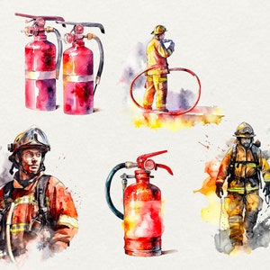 Watercolor Firefighters Clipart 30 Png - Firetruck Clipart ...