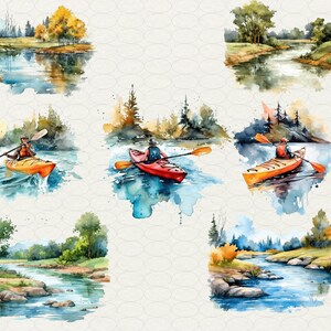 Watercolor Kayaking Clipart: Outdoor Camp & Bonfire (35 PNG) - Etsy