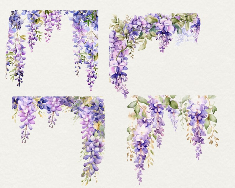 Watercolor Wisteria Clipart 28 Png Watercolor Purple Wisteria - Etsy