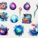 Watercolor Fantasy Clipart Bundle: Galaxy Magic PNG (commercial Use) - Etsy