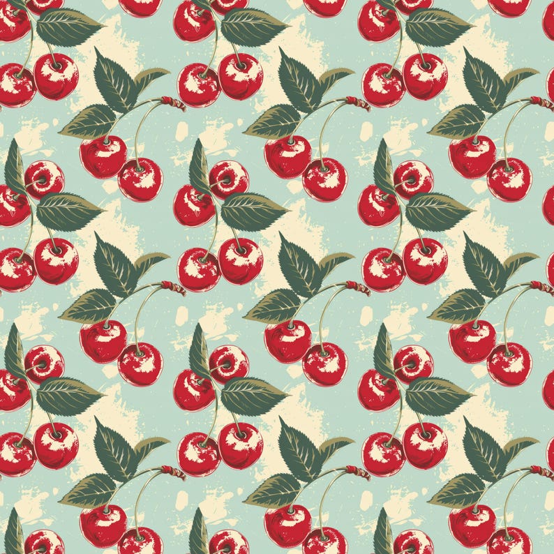 Cherry Seamless Pattern: Watercolor Digital Paper (digital Download) - Etsy