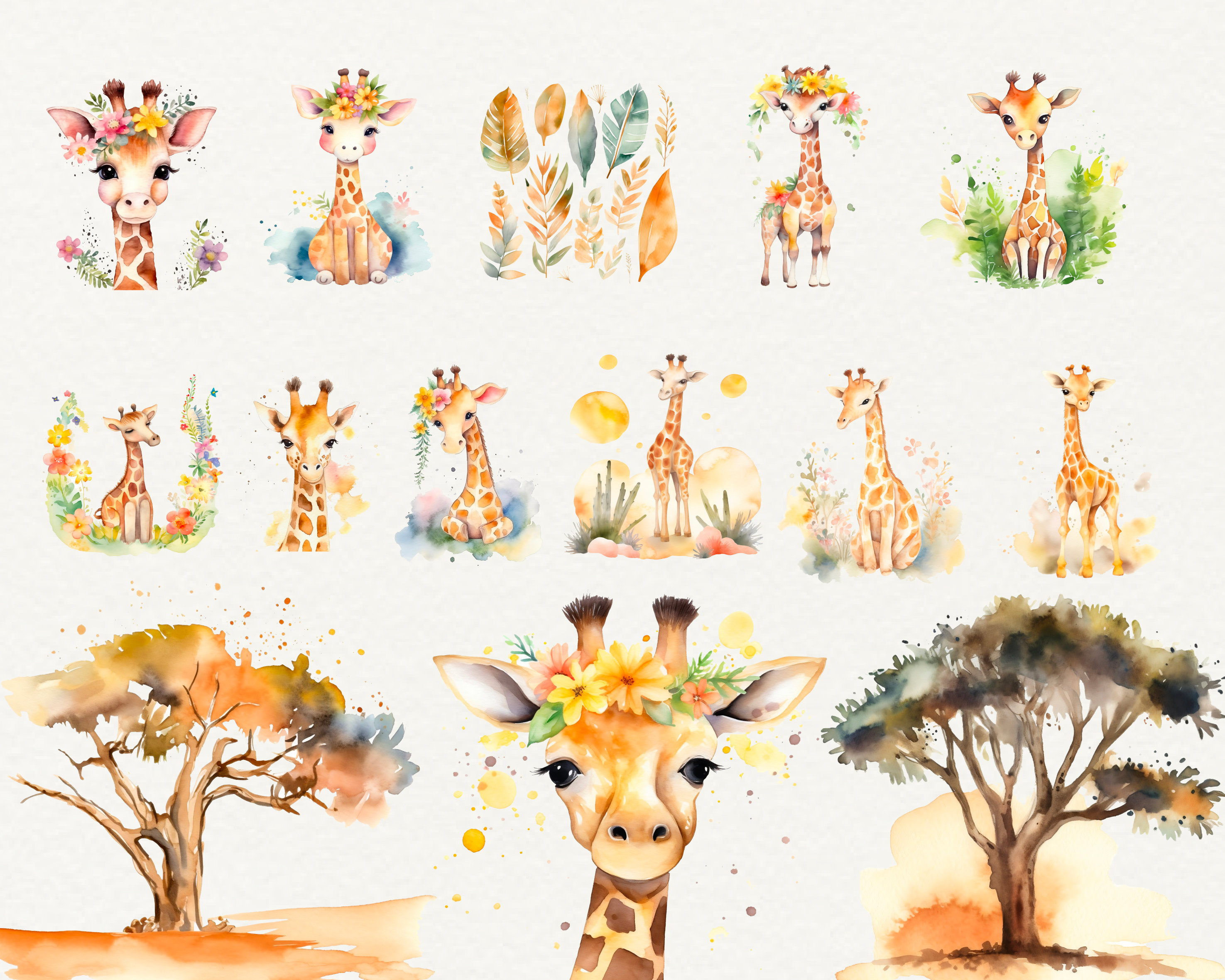 Cute Little Giraffe Clipart Watercolor Giraffe Illustration - Etsy