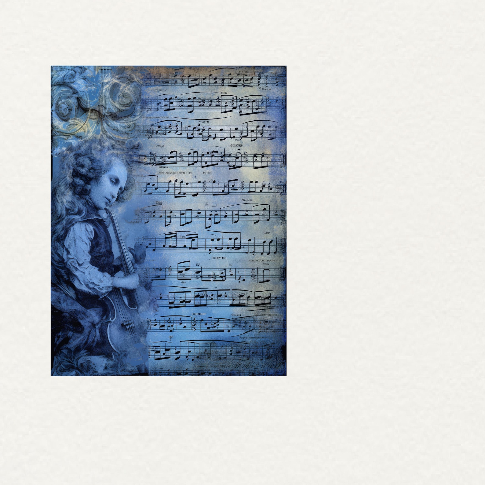 Blue Violin Sheet Music: Digital Scrapbook Paper (44 Cards) - Etsy