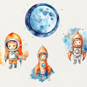 Watercolor Space Clipart, 29 PNG Rocket Watercolor Clipart, Planets ...