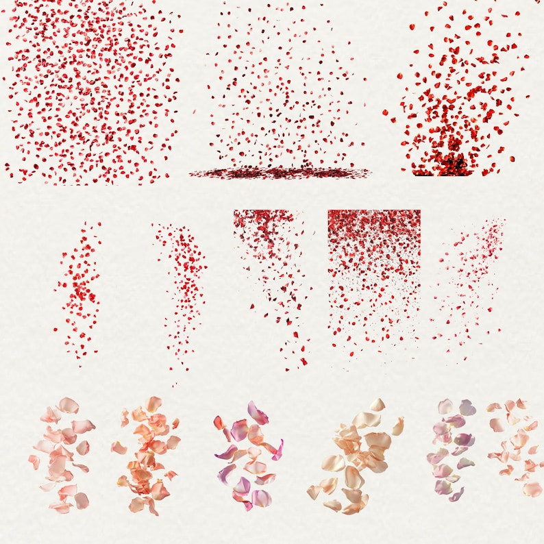 Falling Red Rose Petals PNG Overlays: Romantic Photo Effects ...