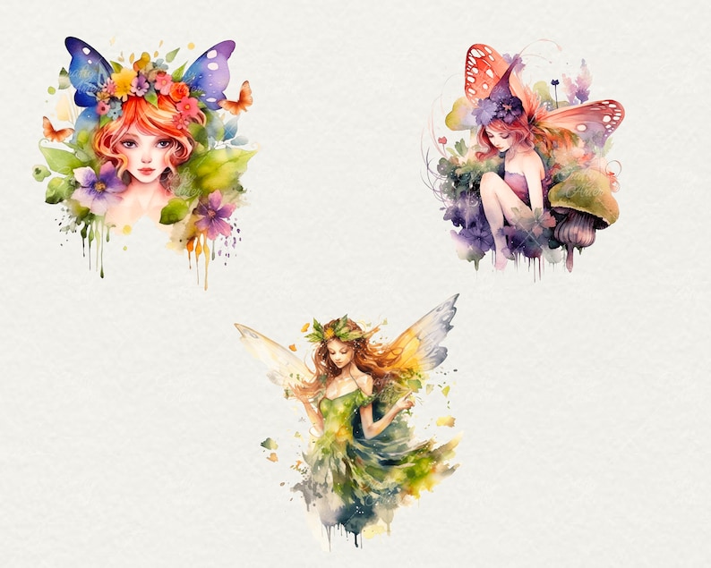 Watercolor Fairy Clipart 20 PNG Watercolor Fantasy Fairy - Etsy