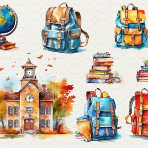 Watercolor School Clipart, Back to School Clipart, School Clipart 66 ...