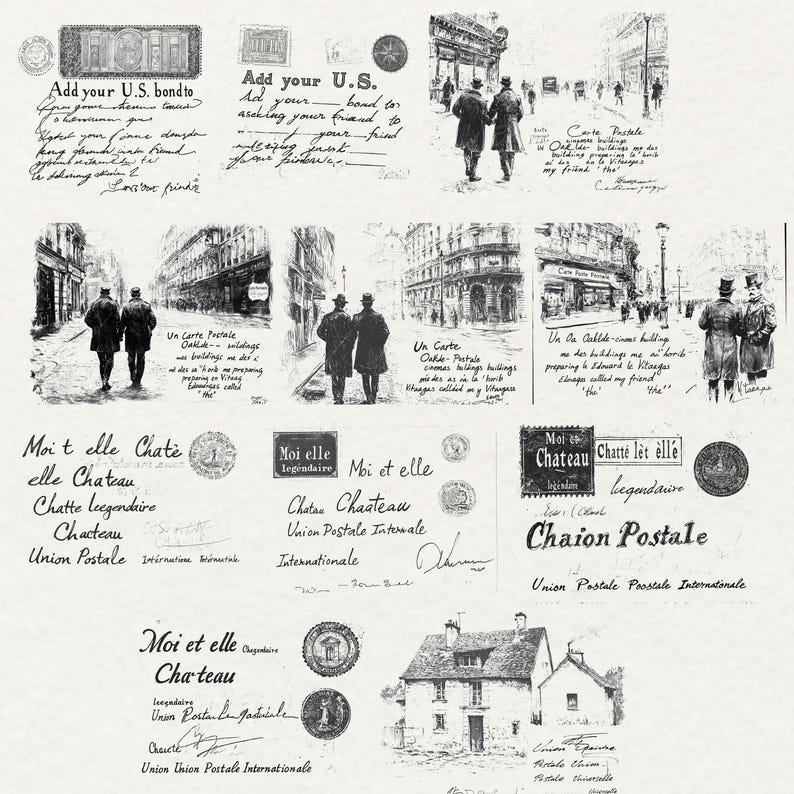 Vintage Handwriting Letter Overlays: Scrapbook Pngs (commercial Use) - Etsy