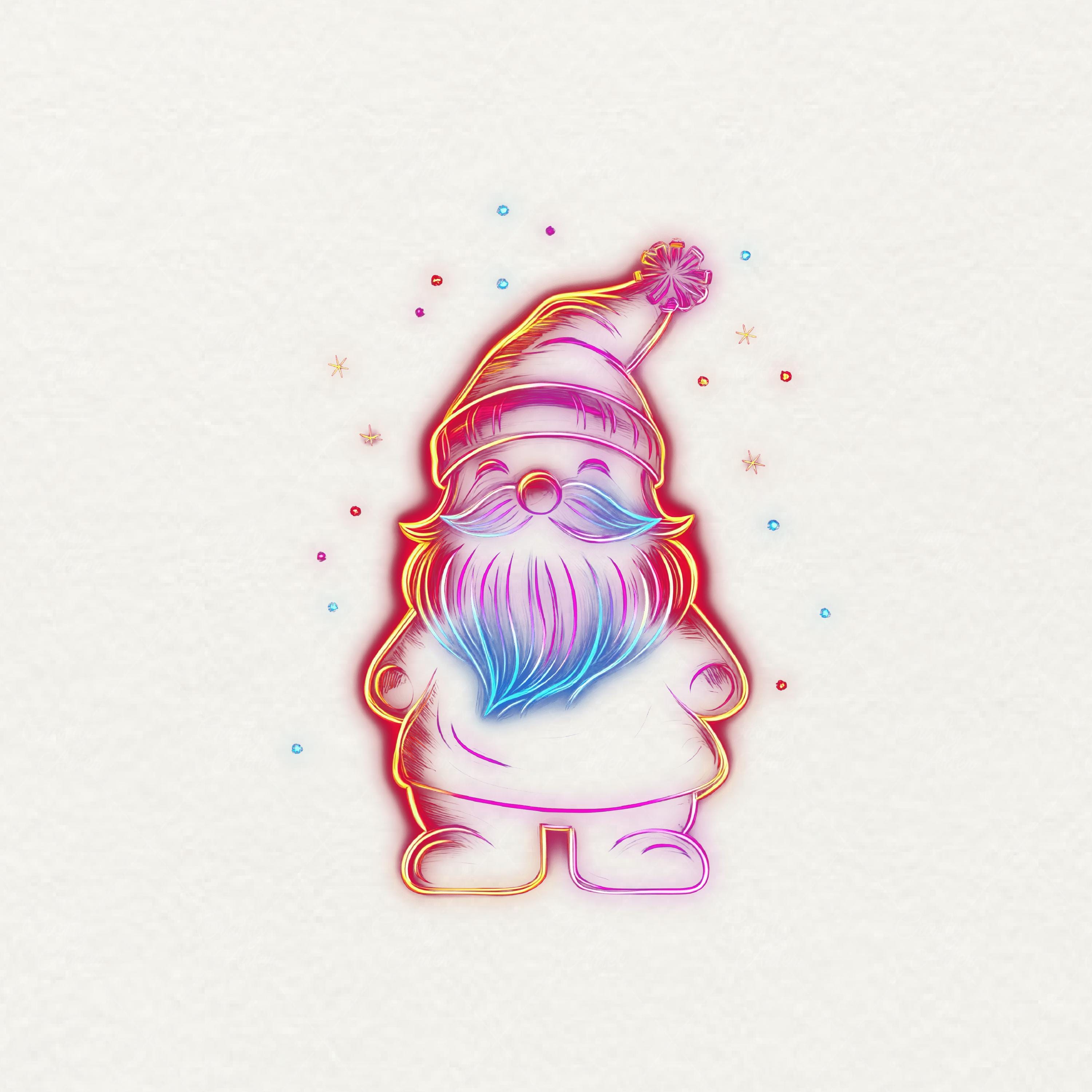Neon Christmas Clipart Set: 23 PNG Holiday Illustrations (transparent ...