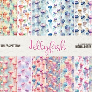 Jellyfish Seamless Pattern: 16 Ocean Digital Papers (commercial Use) - Etsy
