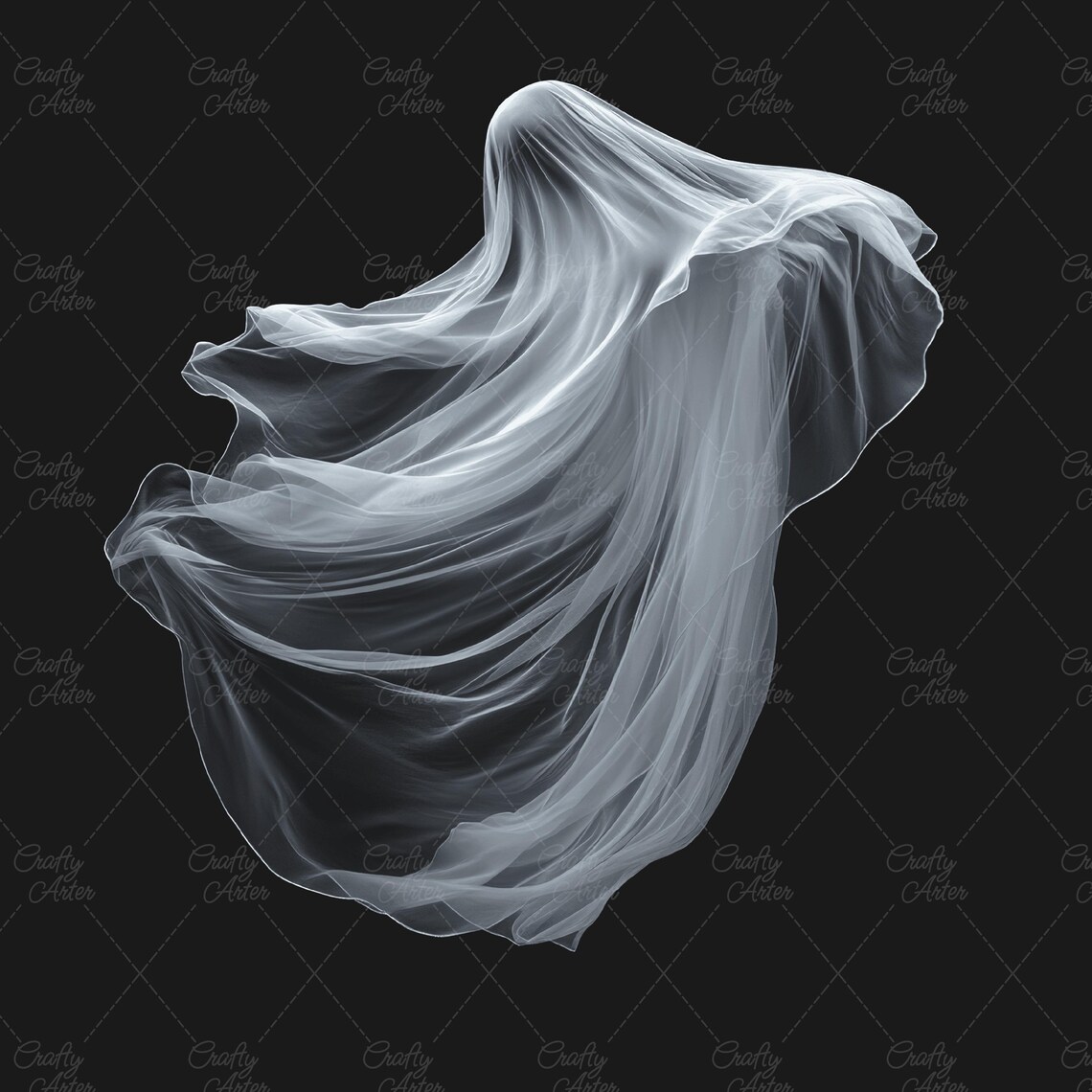 Creepy Tulle Ghost Clipart: Halloween Photo Overlays (PNG Digital ...