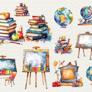 Watercolor School Clipart, Back to School Clipart, School Clipart 66 ...