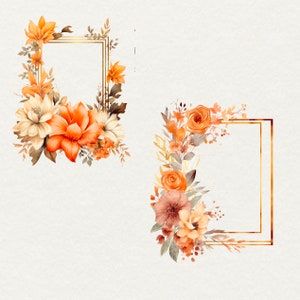 Autumn Frames Clipart, 25 Png Watercolor Flowers Frame Clipart, Floral ...