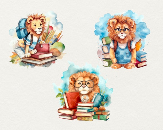 Lion Reading A Book Clipart