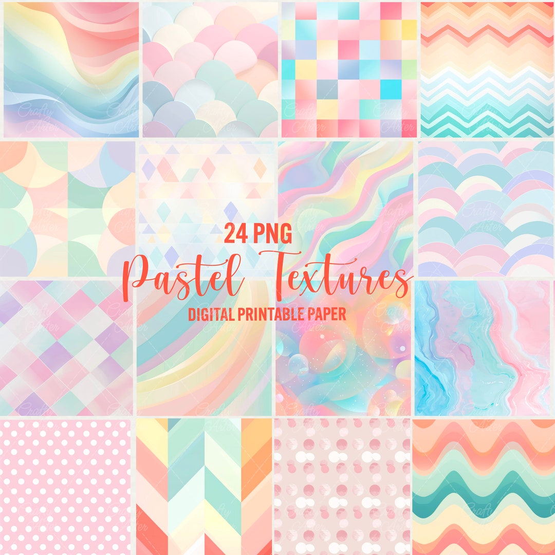 Pastel Digital Paper, 24 Pastel Printable Textures, Cotton Candy ...