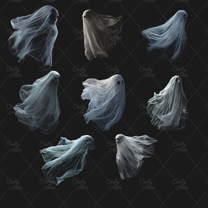 Creepy Tulle Ghost Clipart: Halloween Photo Overlays (PNG Digital ...