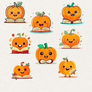 Cartoon Cute Pumpkin Clipart, 24 PNG Art Halloween Kawaii Graphics ...