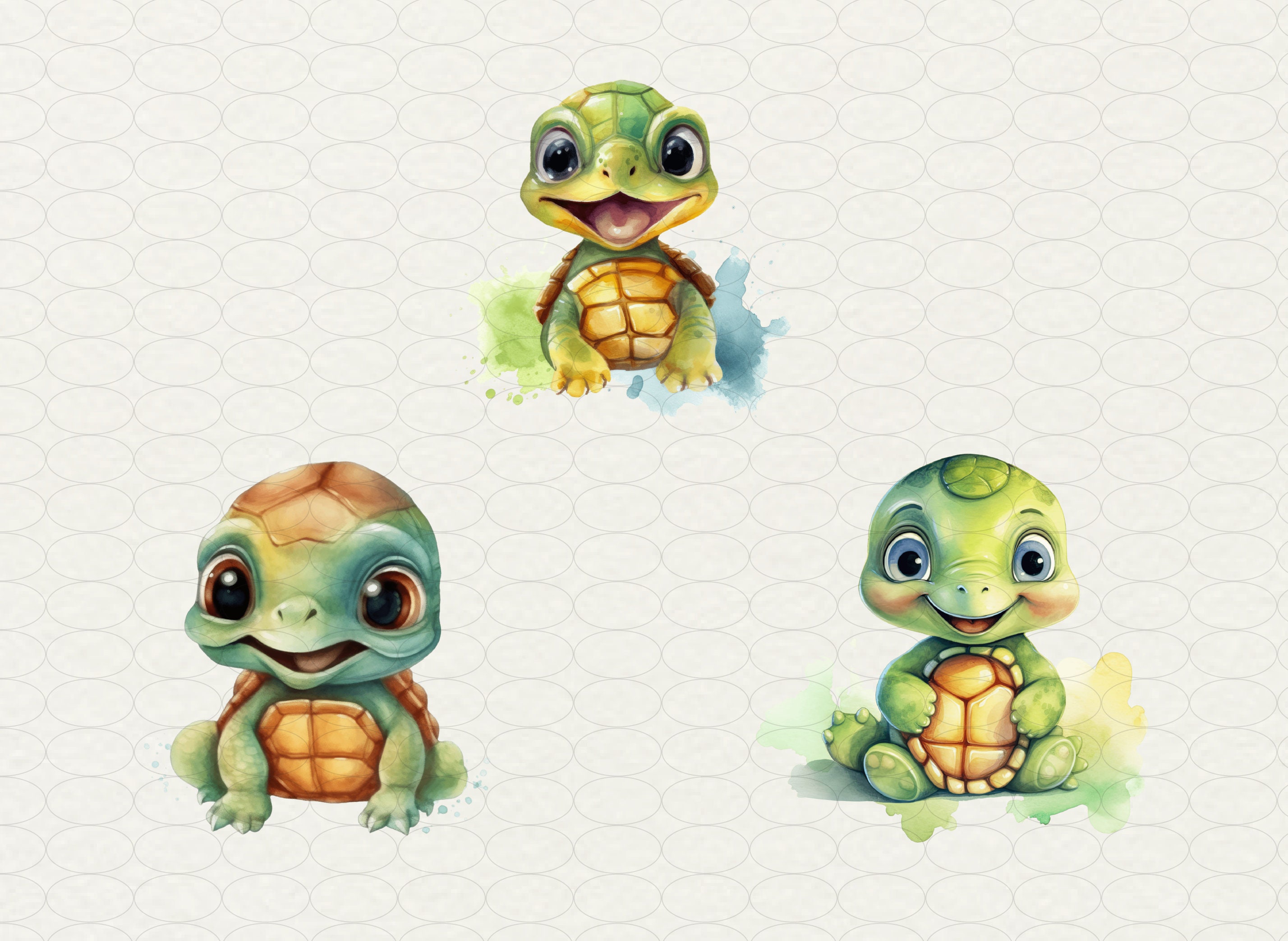 Baby Turtle Watercolor Clipart, Cute Turtle Baby Shower Graphics ...