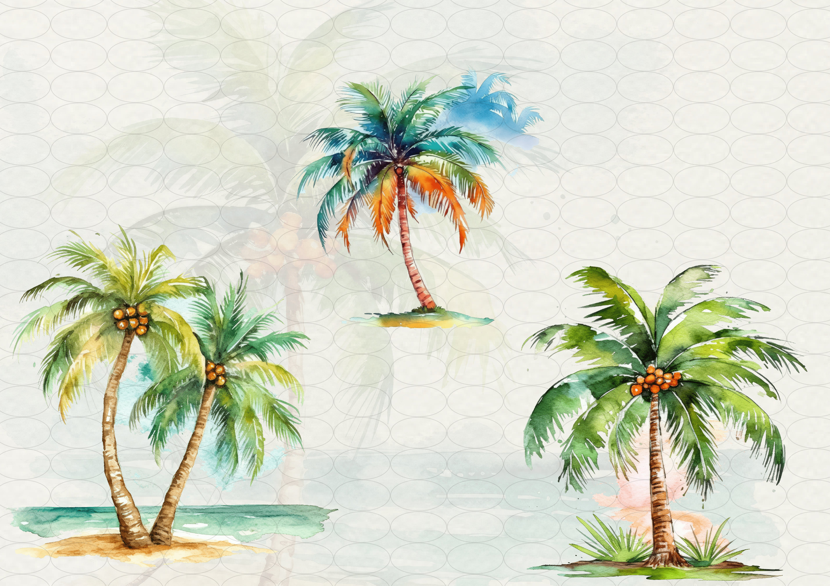 Watercolor Palm Trees Clipart 19 Png Tropical Island Palms - Etsy