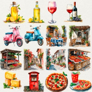 Italy Travel Clipart, 57 Png Italian Watercolor Summer, Travel Clip Art ...