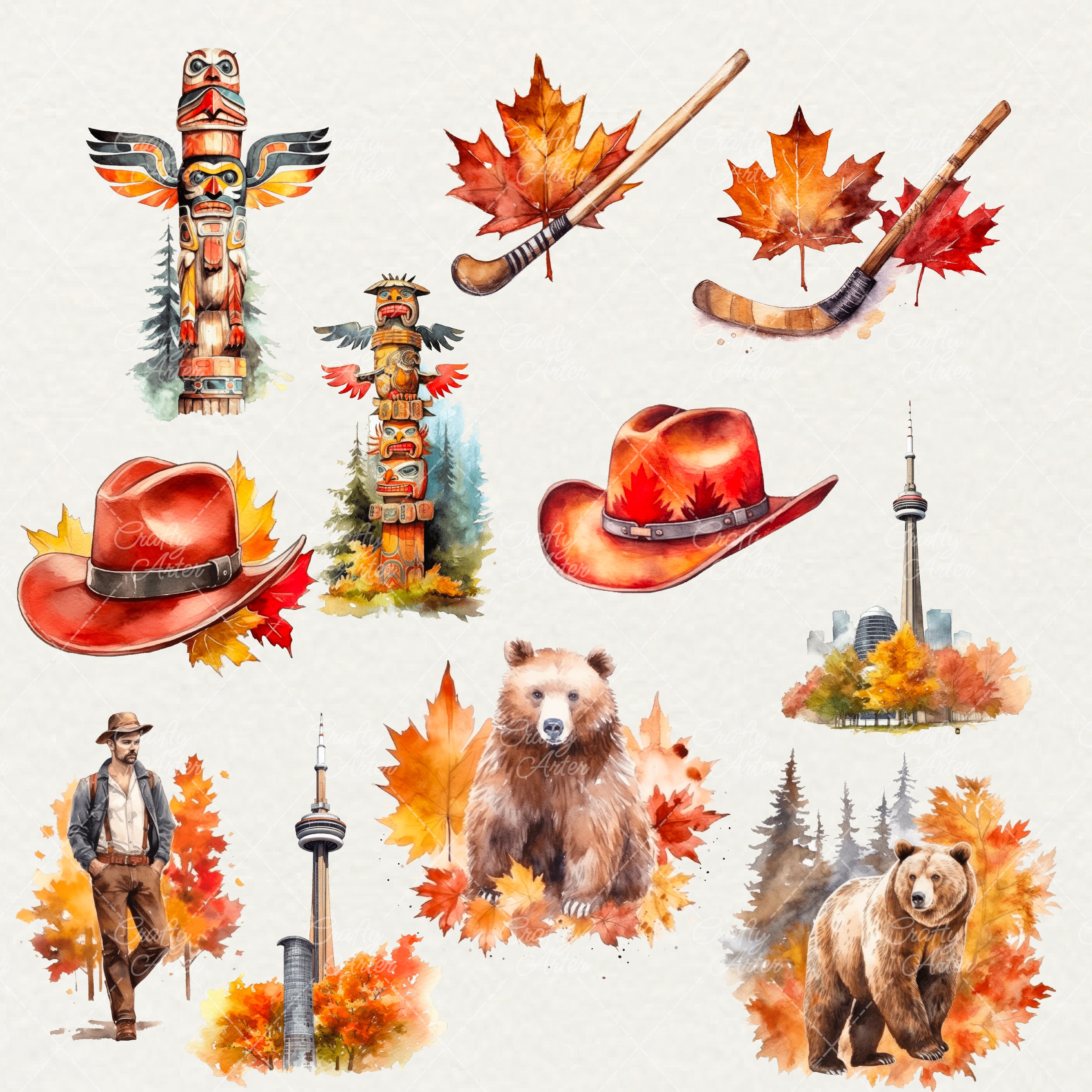 Watercolor Autumn Canada Clipart: 56 PNG Landscapes (commercial Use) - Etsy