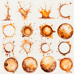 Watercolor Coffee Stains Clipart, 47 Png Coffee Overlays, Espresso Ring ...