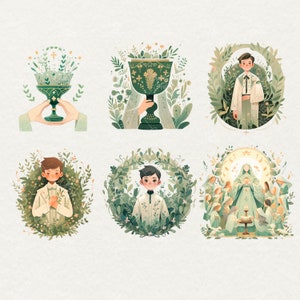 First Communion Green Pastel Clipart, 54 PNG Green 1st Communion Clip ...