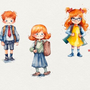 Watercolor School Kids Clipart, Children Back to School Clipart ...