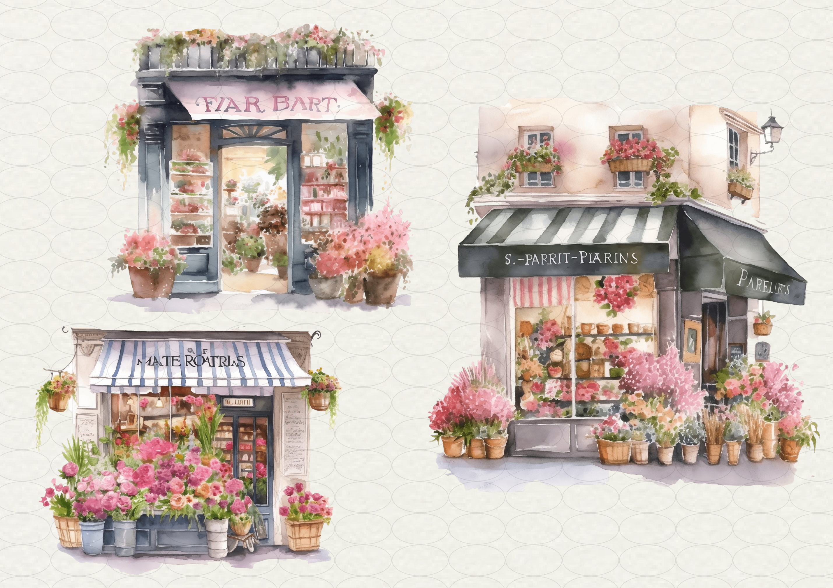 Watercolor Flower Shop Clipart: Spring Bouquets, Paris Florals (15 PNG ...