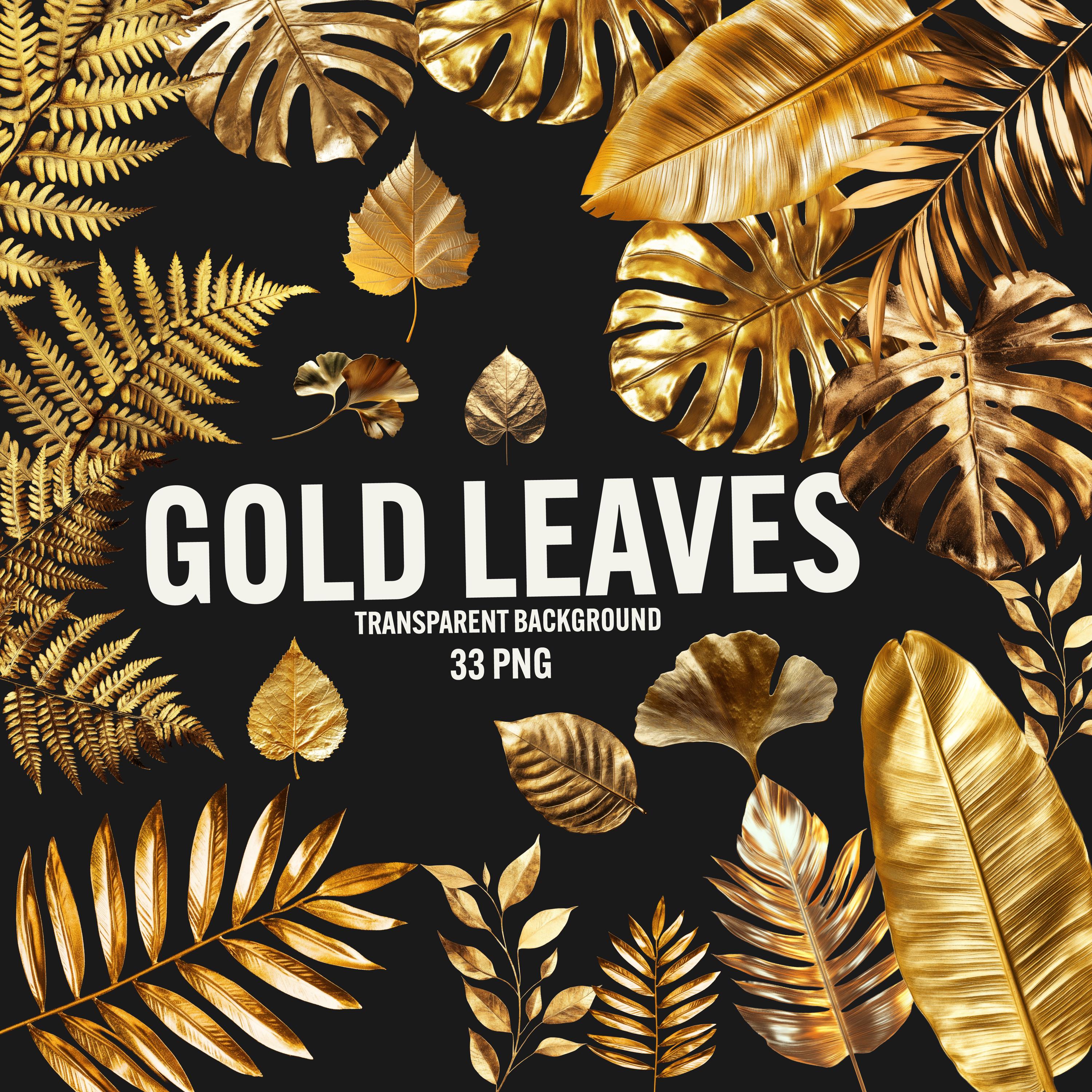 Gold Leaf Clipart: Tropical Leaves PNG Overlays (commercial Use) - Etsy