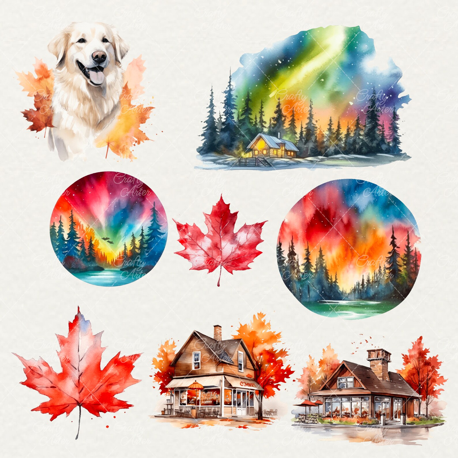 Watercolor Autumn Canada Clipart: 56 PNG Landscapes (commercial Use) - Etsy
