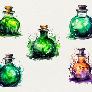 Watercolor Halloween Potion Clipart, Watercolor Halloween Graphics 28 ...