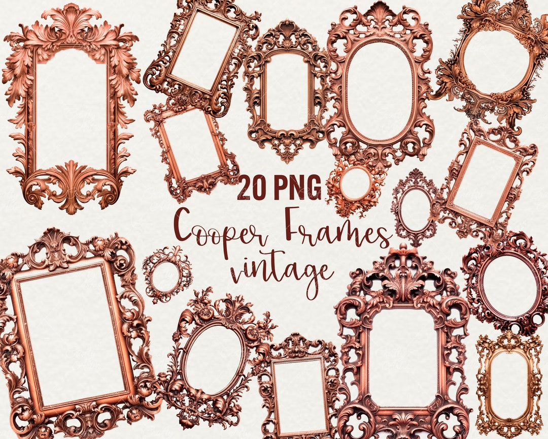 Cooper Vintage Frames Clipart Set, Cooper Ornament Bronze Frame Bundle ...