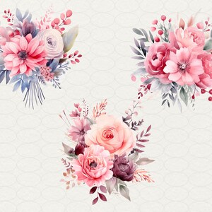 Watercolor Pink Boho Flowers Clipart, 20 PNG Watercolor Boho Pink ...