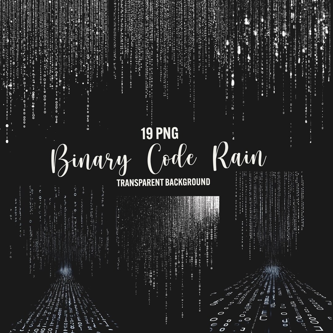 Binary Code Rain Overlays: 19 PNG Clipart, Transparent Background ...