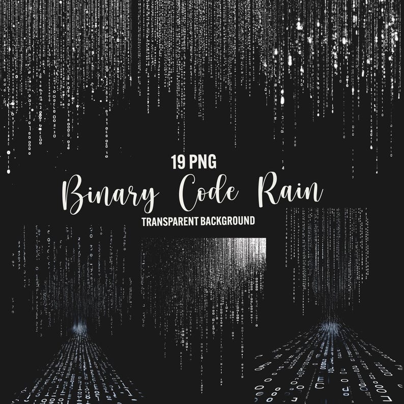 Binary Code Rain Overlays: 19 PNG Clipart, Transparent Background ...