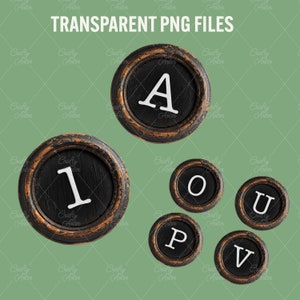 Vintage Typewriter Key Clipart, 45 Png Printable Typewriter Keys, Junk ...