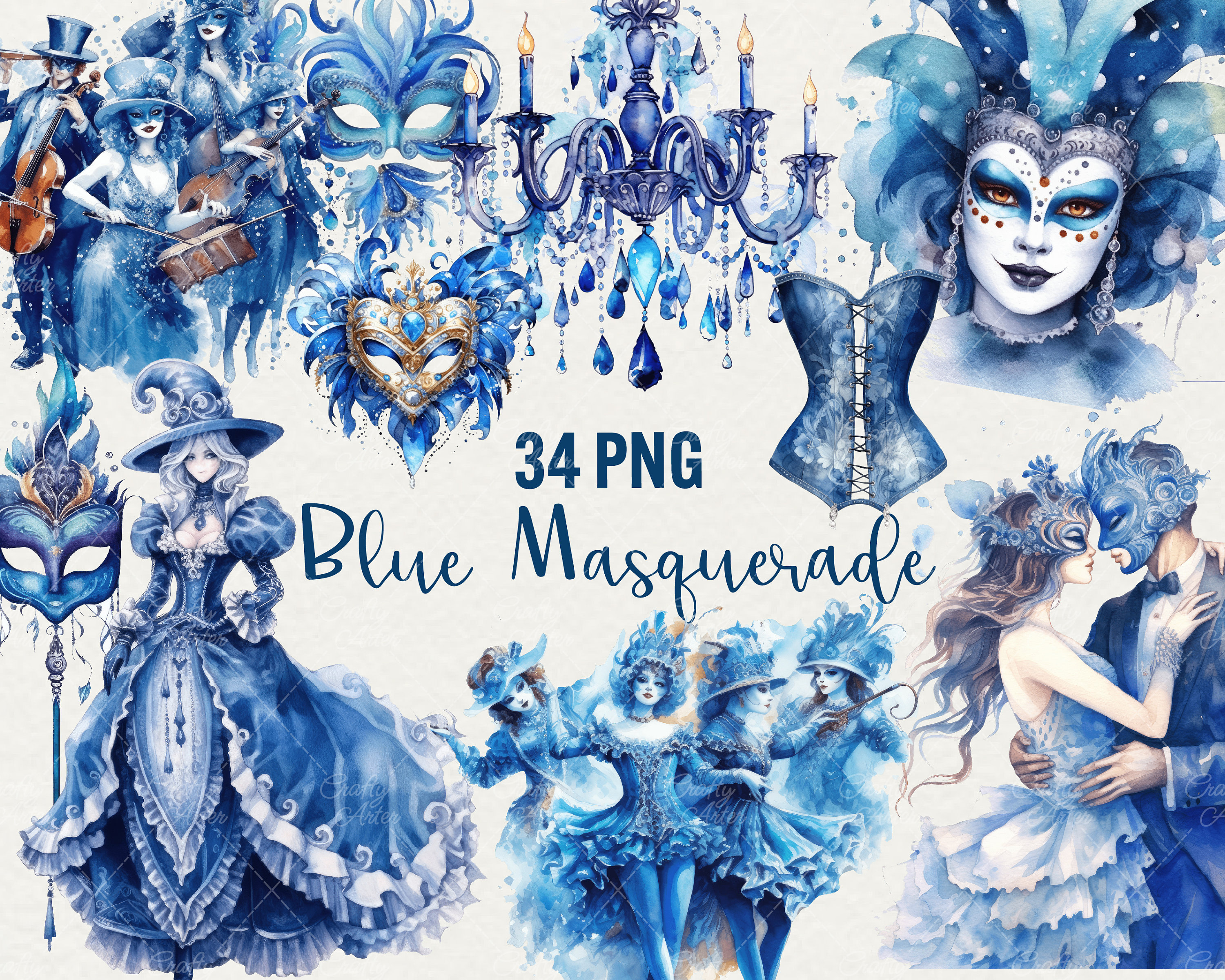 Blue Masquerade Masks Clip Art