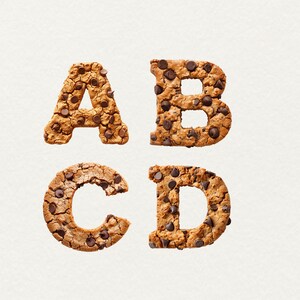 Cookie Alphabet Clipart: 38 PNG Chocolate Chip Letters (digital ...