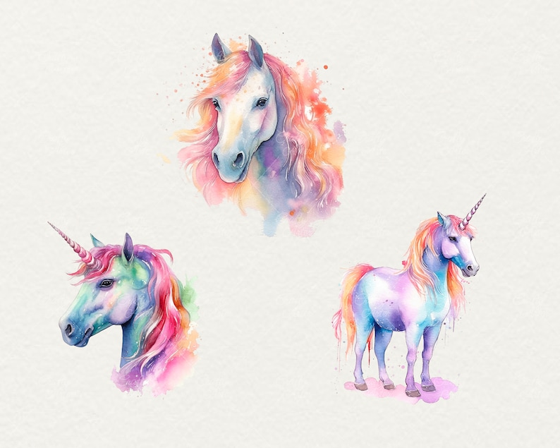 Cute Unicorn Clipart Pastel Unicorn Сlip Art Fantasy - Etsy