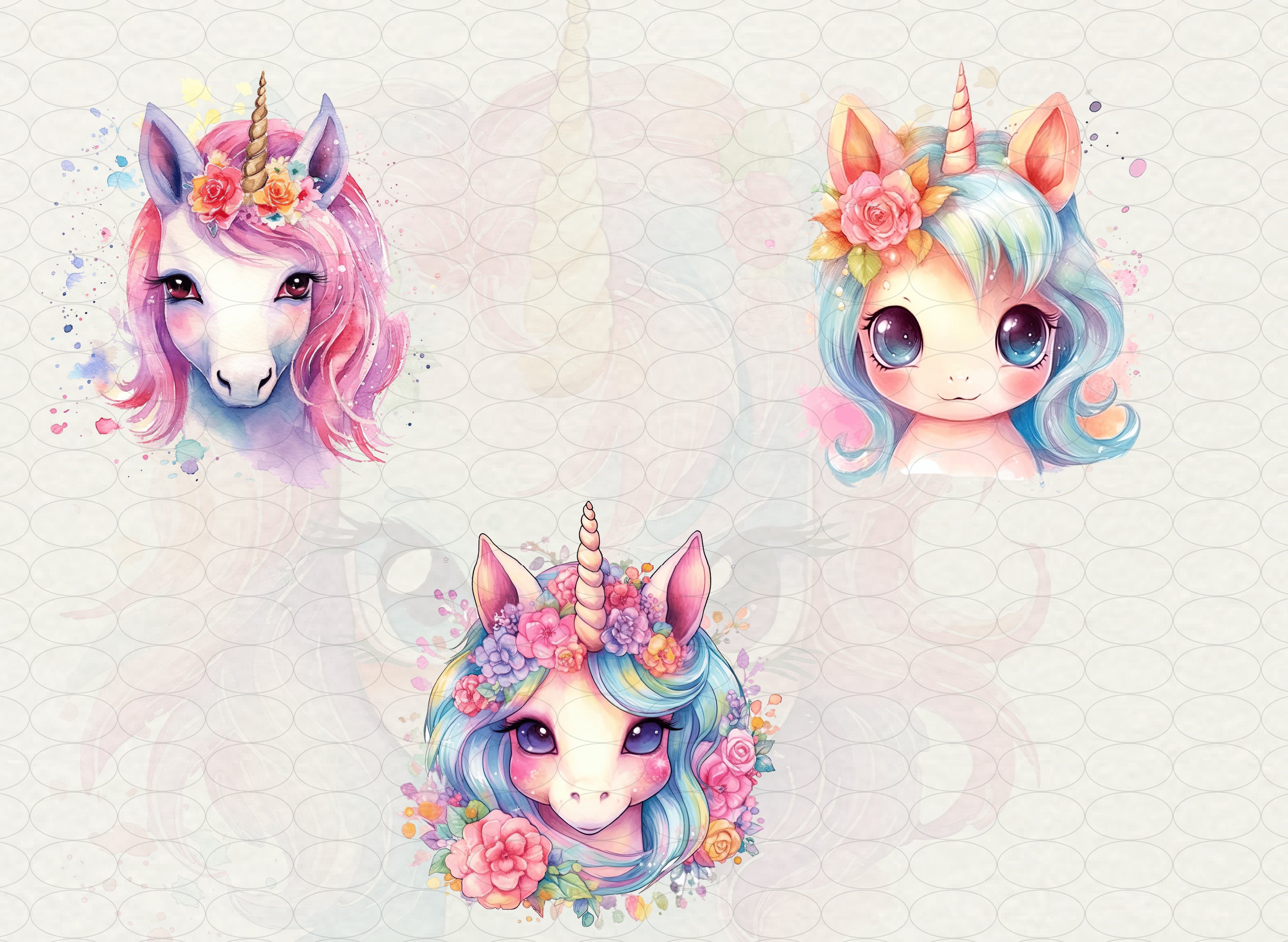 Cute Unicorn Watercolor Clipart Png Kawaii Unicorn Сlip Art - Etsy ...