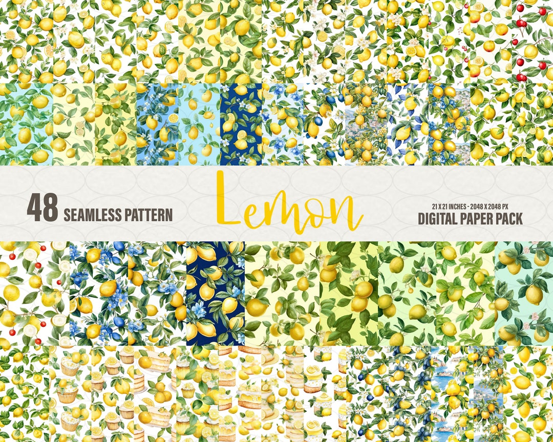 Lemon Digital Paper Digital Paper Seamless Lemon Texture 48 Digital ...