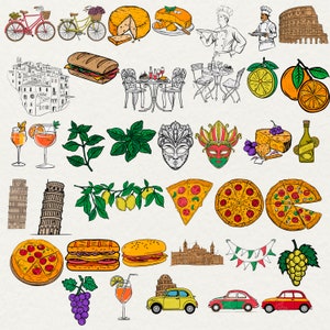 Italy Travel Clipart Bundle, Italia Png, Italy Svg, Italian Vector ...